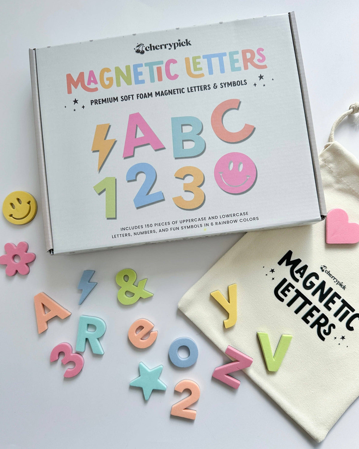 Soft Foam Magnetic Letters & Symbols 150pc Set: Pastel Rainbow ...